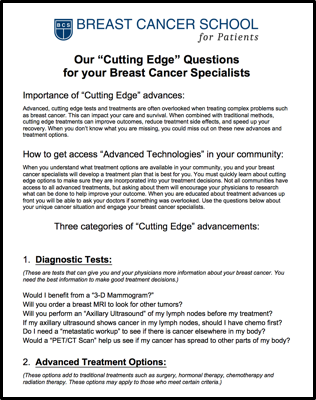 List of Questions & Latest Videos - Breast Cancer School for Patients